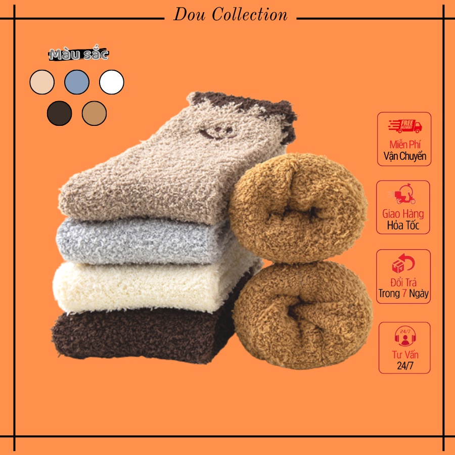 [Nowship2h] Vớ tất len nam nữ lông cừu thêu họa tiết Smile thời trang ...