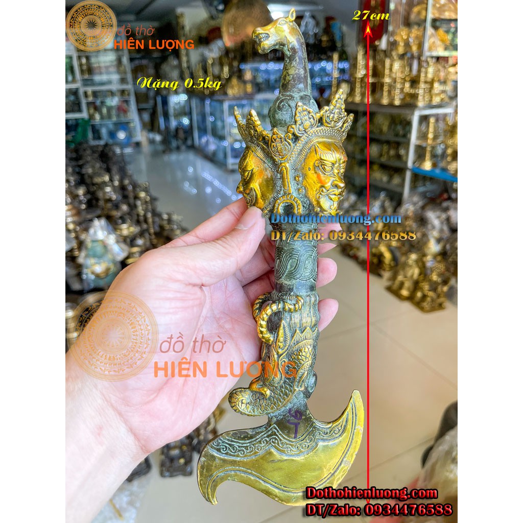 Cây Rìu Kim Cương Dài 27cm Kết Hợp Chày Pháp Khí Mật Tông Bằng Đồng Màu ...