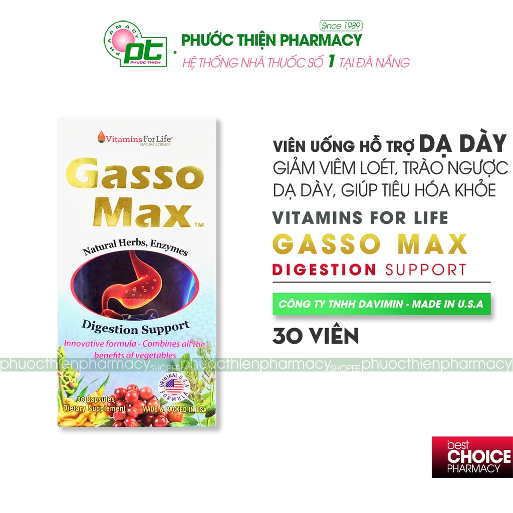 Viên Uống Hỗ Trợ Viêm Loét Dạ Dày Gasso Max Lọ 30 Viên - Hỗ trợ tiêu ...