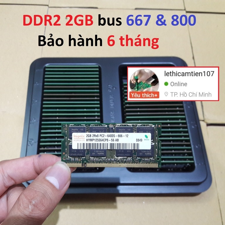 Ram laptop DDR2 2gb bus 667 800 bảo hành 6 tháng hàng tháo máy ( hàng ...