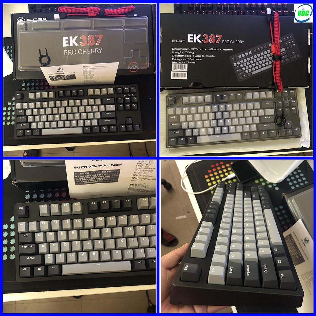 Bàn phím cơ Edra EK387 PRO bản CHERRY switch - Tặng 1 keycap Việt Nam ...
