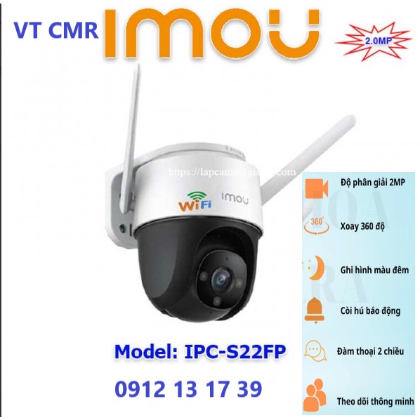 camera IMOU wifi ngoài trời IPC- S22FP 2MP xoay 360 độ KẾT NỐI WIFI ...