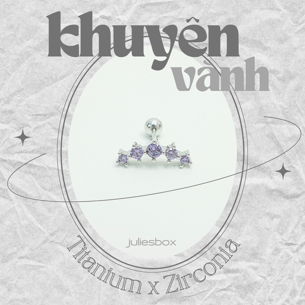 [1 Chiếc] [BẤM] Khuyên Tai Vành 5 Đá Tai Xỏ Nam Nữ Hình Unisex Không Gỉ ...