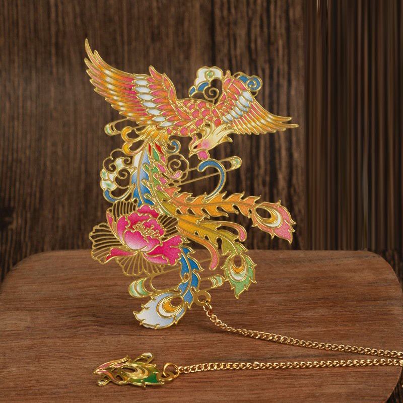 Bookmark kim loại mỏng RỒNG PHƯỢNG SONG NGƯ HẠC LÂN phong cách cổ trang ...
