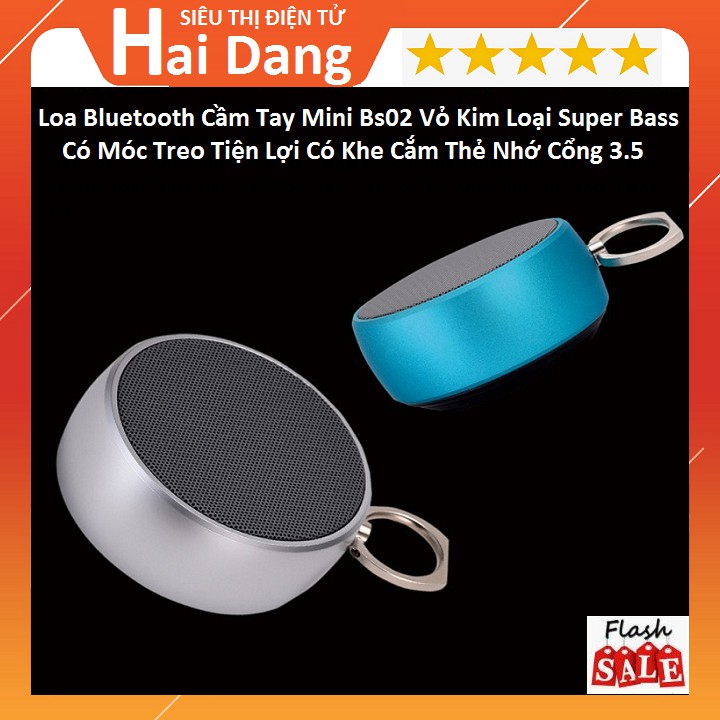 Loa Bluetooth Mini Bs02, Loa Vỏ Kim Loại, Bass Hay Có Móc Treo Tiện Lợi ...