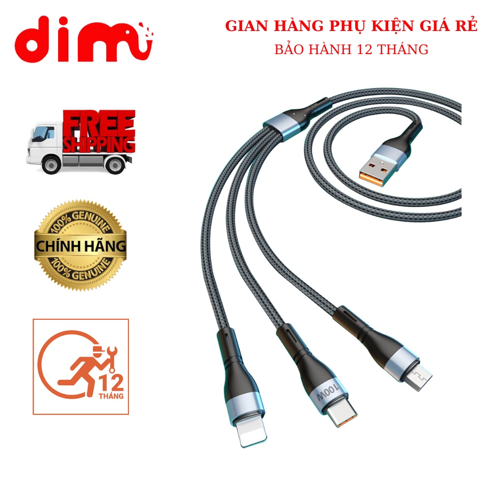 Cáp Sạc, Truyền Dữ Liệu Siêu Nhanh 100W 3 Đầu M70 DIMI - Tốc Độ Truyền ...