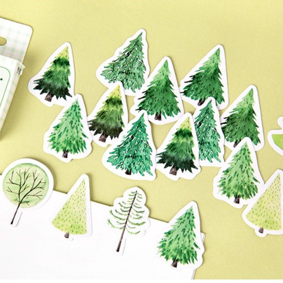 MO-CARD_Hộp 45 Sticker forest with a difference, họa tiết rừng thông ...