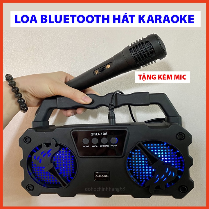 Loa Bluetooth Hát Karaoke SKD -106 Tặng Kèm Mic Nghe Nhạc Cực Đã Âm Bass Cực Mạnh Loa Bluetooth ...