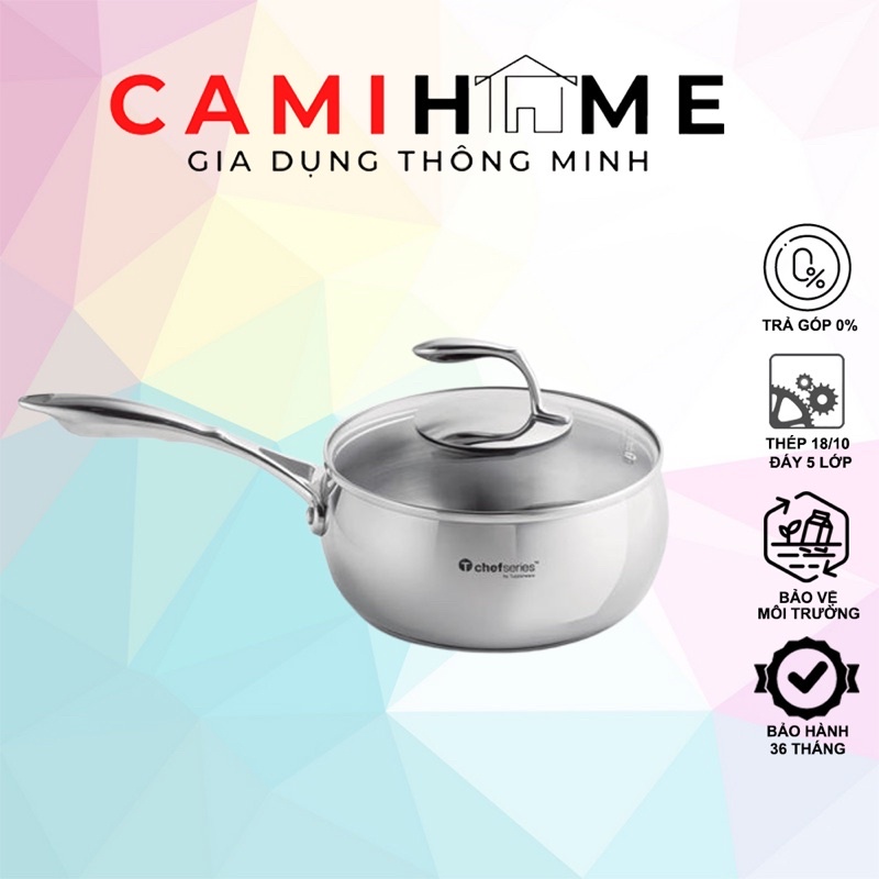 Nồi đa năng nấu ăn T Chef Series Saucepan 2.4L thép không gỉ có nắp ...