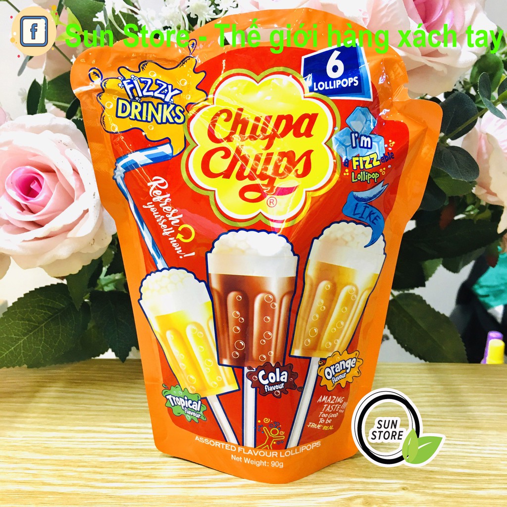Kẹo Chupa Chups Fizzy Drinks 90g của Úc(Bịch 6 cây) | Shopee Việt Nam