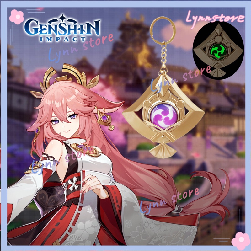 Genshin Impact Yae Miko Inazuma Thunder Vision Móc Khóa Mặt Kính Dạ ...