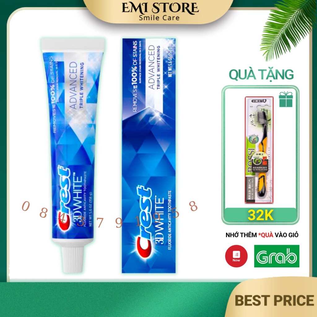 Kem đánh răng Crest 3D White Advanced Whitening - Chính hãng USA 147g | Shopee Việt Nam
