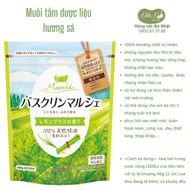 [FREESHIP - NHIỀU MÙI] muối tắm ngâm bồn onsen Bathclin 480g - tẩy tế bào chết giúp da sáng mịn ...