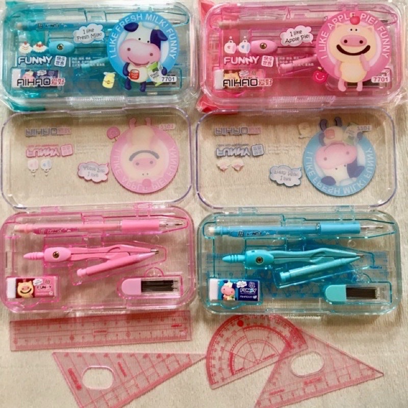 Set compa sắt loại to, eke 8 món aihao 7701 ( 1 bộ compa chì kim ...