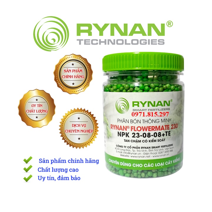 Phân tan chậm thông minh Rynan Flowermate 230 NPK 23-08-08 TE hũ 150g ...