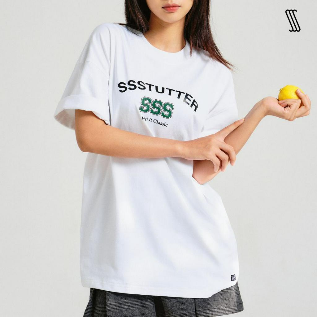 Áo thun cổ tròn tay ngắn nam nữ SSSTUTTER phông loose in logo 3 màu ...