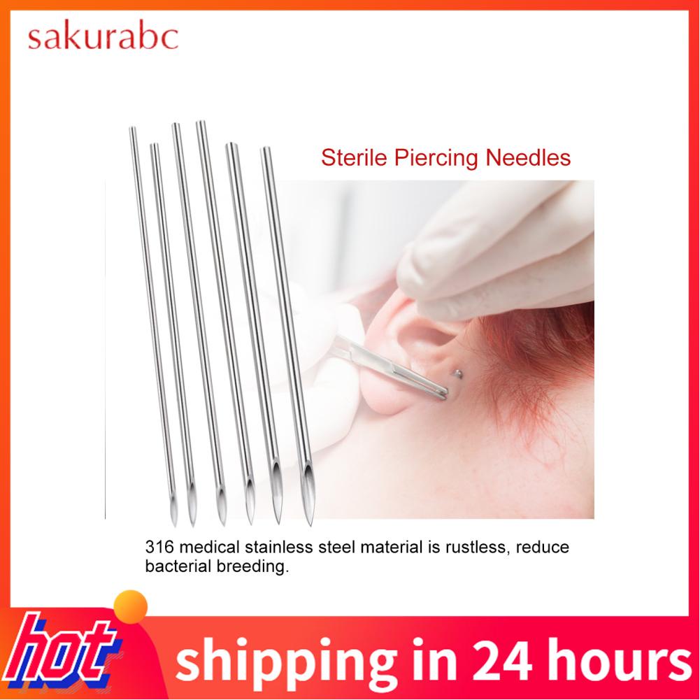 Sakurabc 6 Types 100PCS Piercing Needles Sterile Disposable Tattoo for Nose Ear Lip | Shopee ...