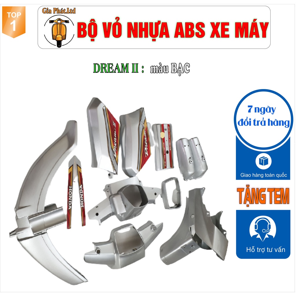 Bộ nhựa dàn áo xe Dream II - Dream Việt - Thái - Tàu - màu BẠC_SPP-685 ...