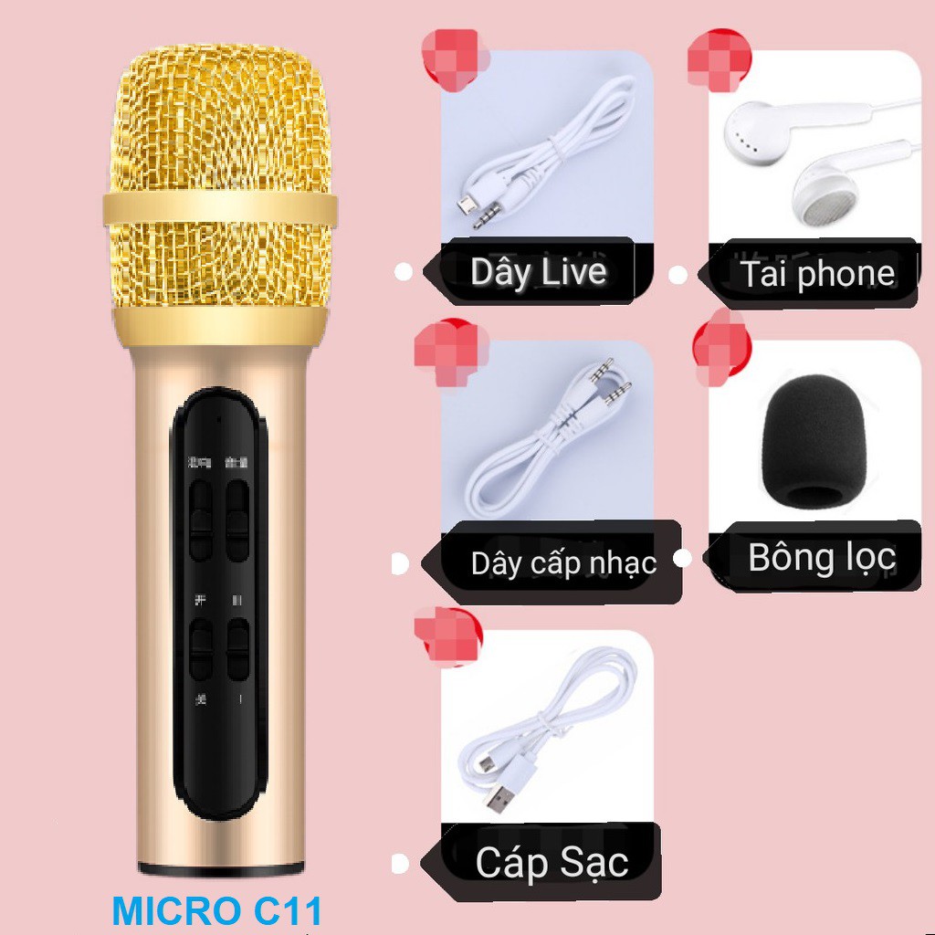 Bộ Micro C11 Live Stream, Hát Karaoke Chuyên Nghiệp Mới, Đầy Đủ Phụ ...