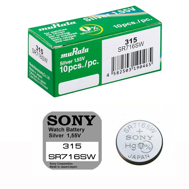 Pin đồng hồ MURATA Sony 315 SR716SW oxit bạc Made in Japan chính hãng ...
