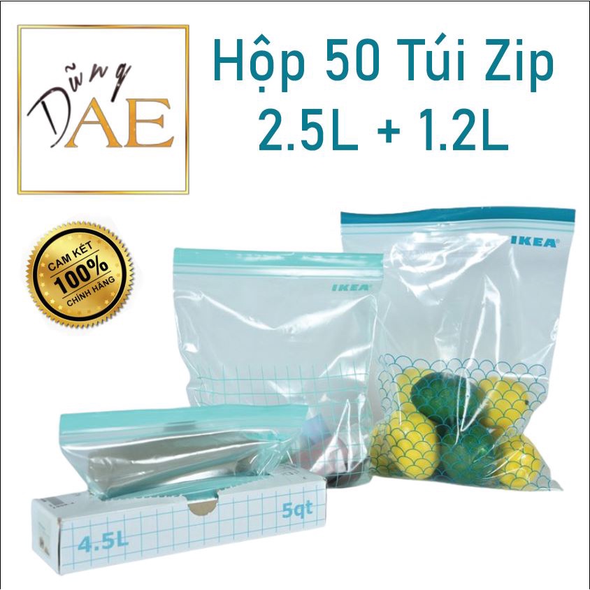 Hộp 50 Túi Zip Lock Đựng Thực Phẩm Cao Cấp IKEA ISTAD Hàng Chính Hãng (2,5L + 1,2L) | Shopee ...
