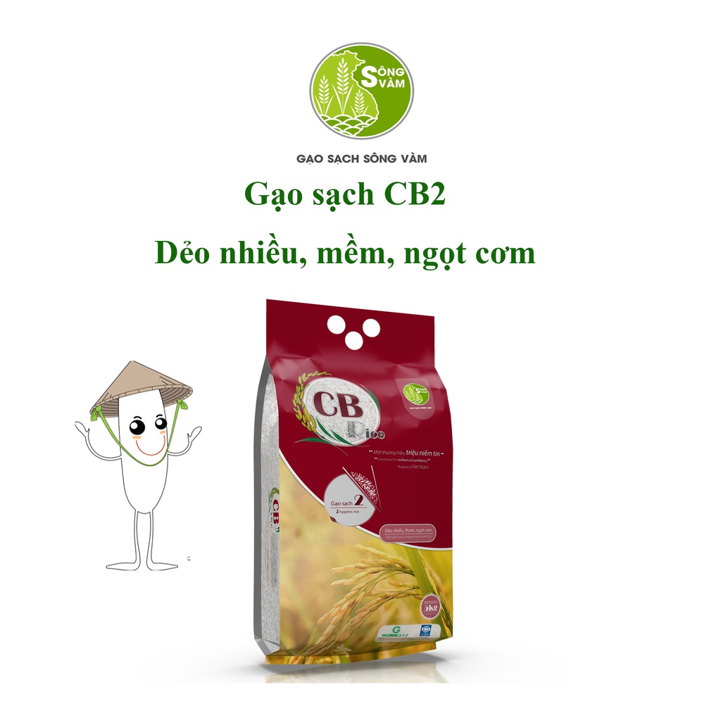 Gạo sạch CB2 Sông Vàm Rice (Gạo RVT) dẻo nhiều, mềm, ngọt cơm, gạo đặc ...