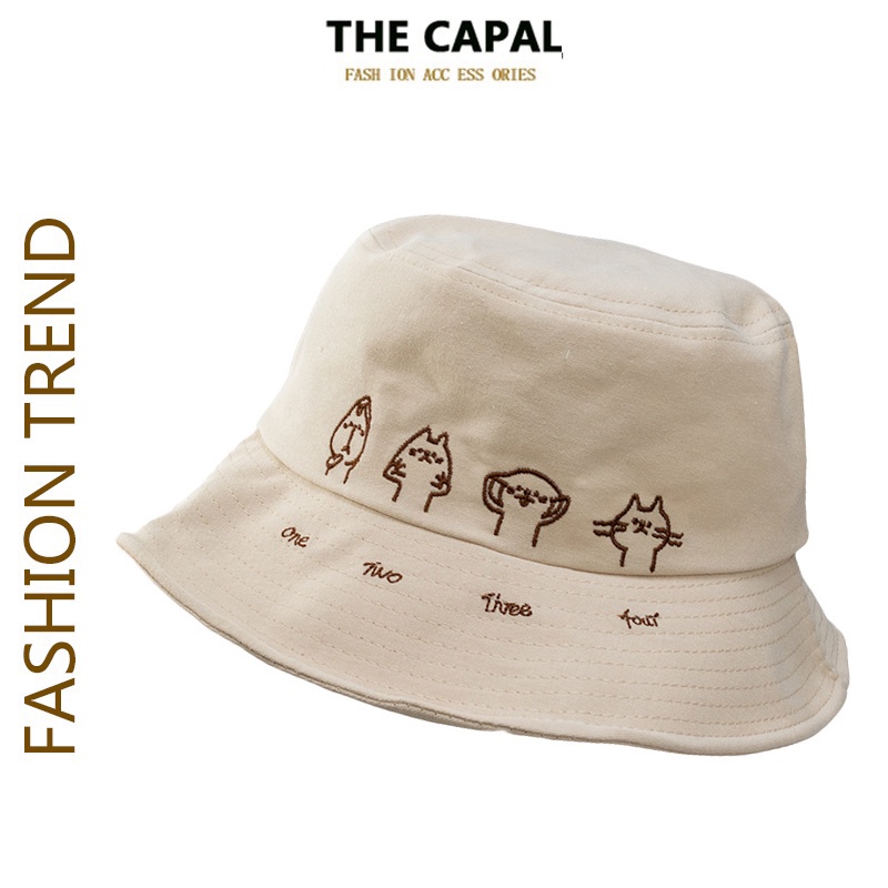 Mũ rộng vành THE CAPAL chống nắng in họa tiết mèo thời trang cho nữ ...
