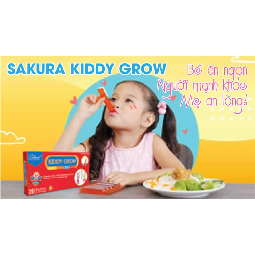 (Hộp 20 ống) Phát triển chiều cao, trí não và tăng sức đề kháng SAKURA KIDDY GROW giúp trẻ ăn ...