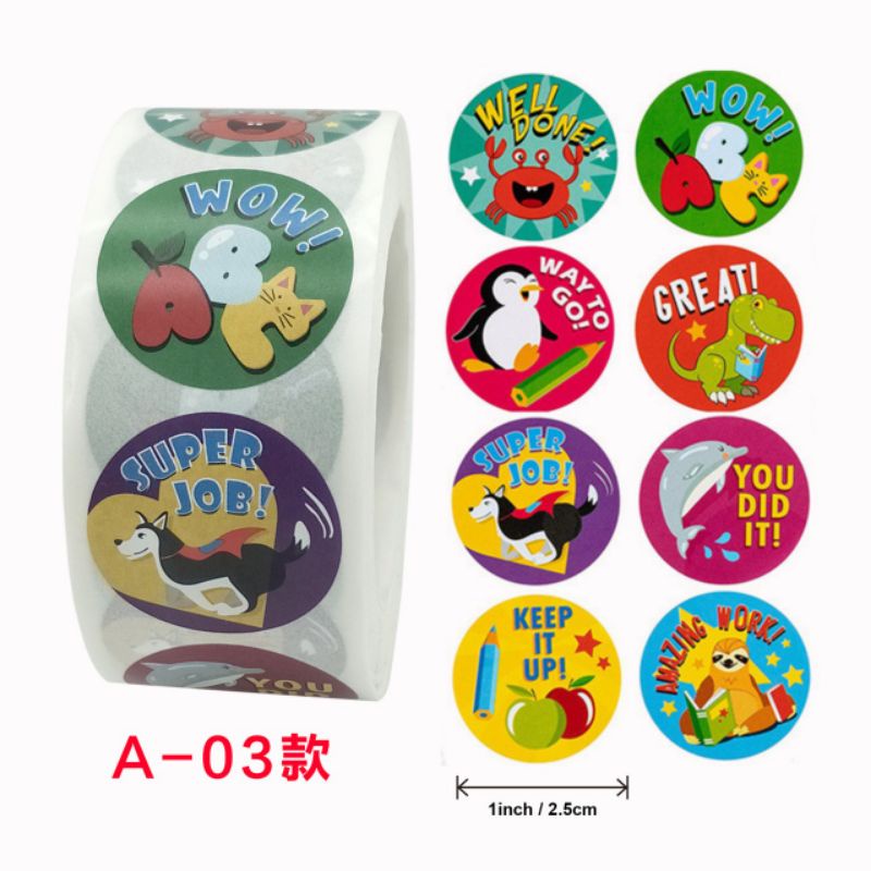 Sticker khen thưởng học sinh 500 hình/cuộn - Sticker Trang trí (Hơn 20 ...