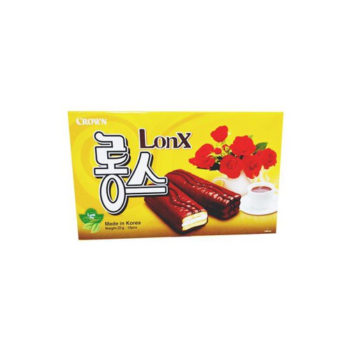 Bánh bông lan phủ socola nhân kem LonX Pie Crown Korea 22g x 10pcs ...