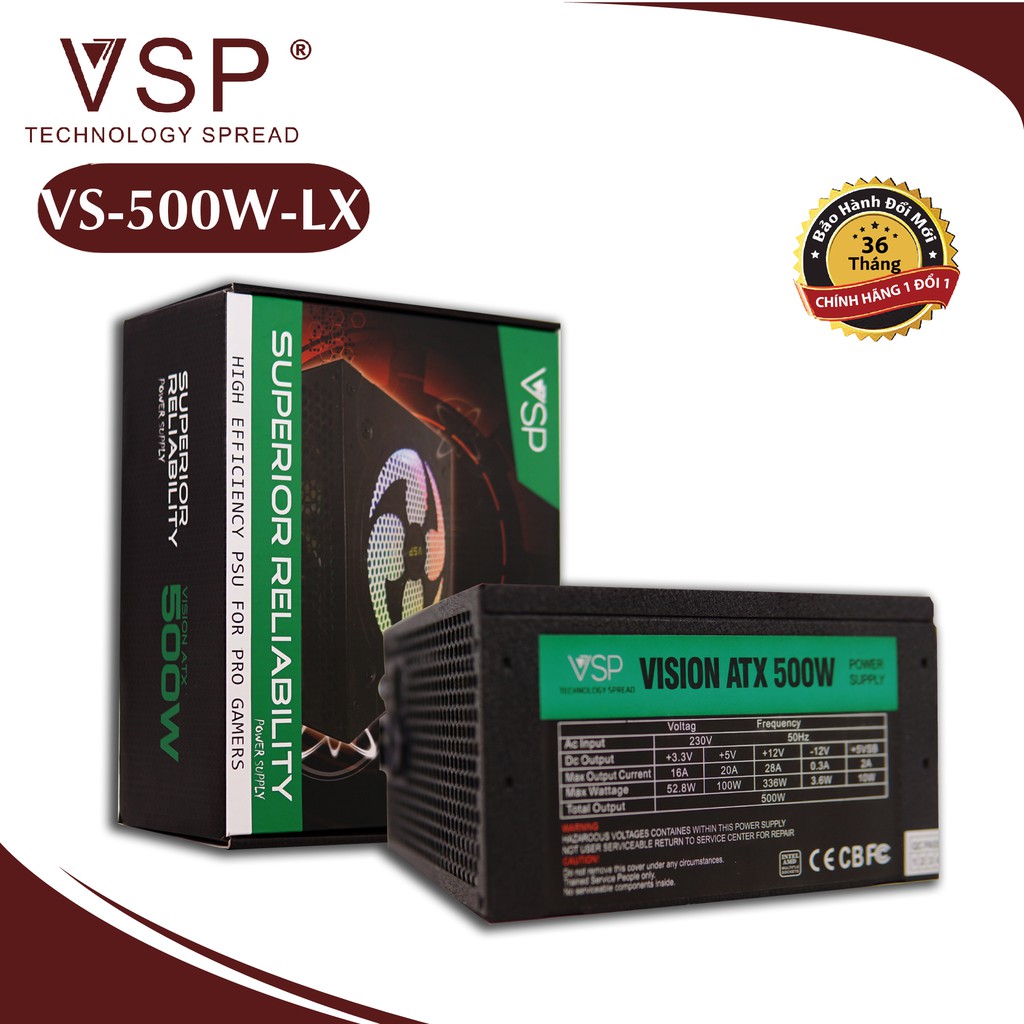 [Chính Hãng] Nguồn Công Suất Thực VSP ATX 500W Led RGB Full Box - Bảo ...
