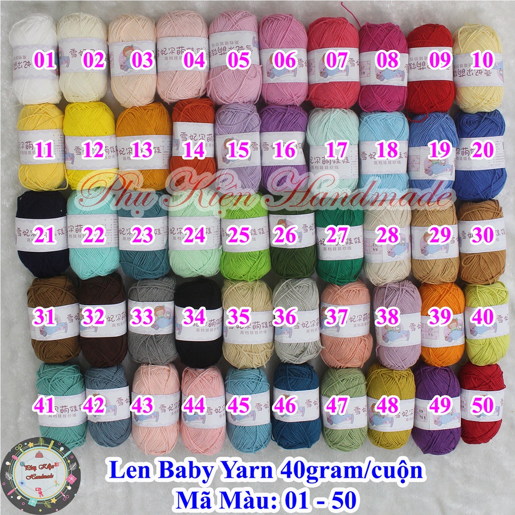 Len Baby Yarn 40gr/cuộn (Màu 01 - 50) | Shopee Việt Nam