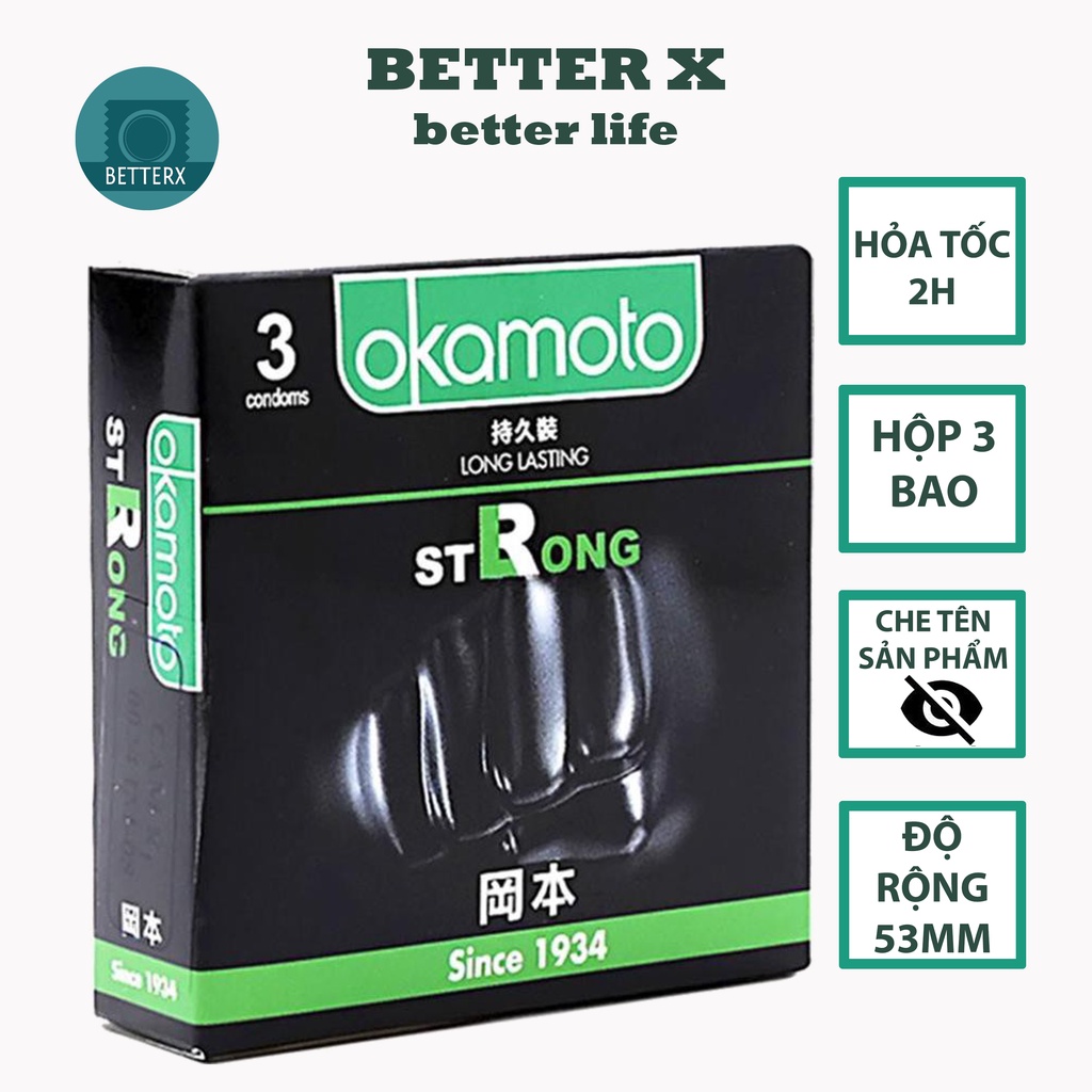🔥CHÍNH HÃNG🔥 Bao Cao Su Okamoto Strong. Kéo Dài Thời Gian Không Sử Dụng Thuốc (Hộp 3 cái ...