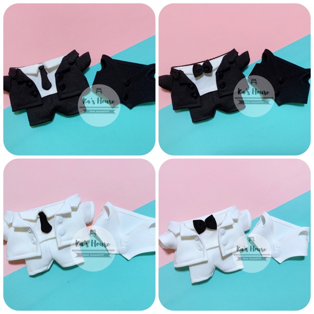 {20cm} set vest kèm gile trắng, đen, outfit doll, outfit cho doll ...