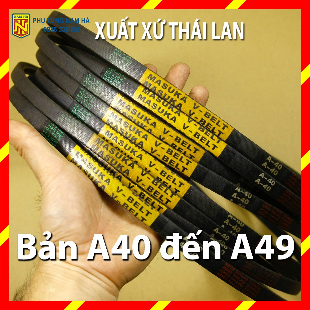 [THAILAND] Dây curoa đai thang MASUKA bản A40, A41, A42, A43, A44, A45, A46, A47, A48, A49 ...