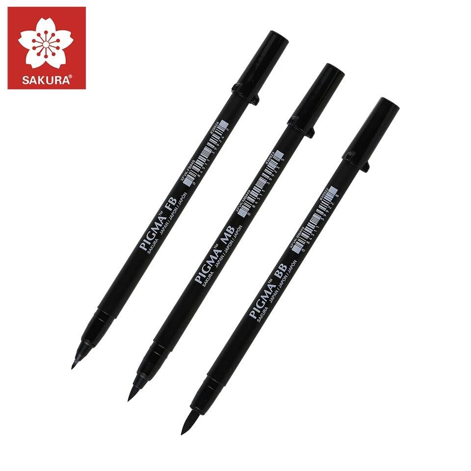 Bút brush Pigma Sakura FB MB BB đầu lông màu đen | Shopee Việt Nam