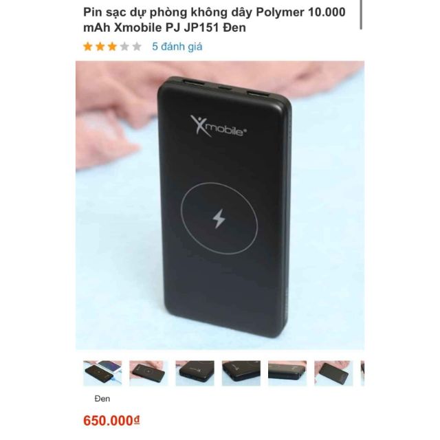 Pin sạc dự phòng không dây Polymer 10.000 mAh Xmobile PJ JP151 Đen | Shopee Việt Nam