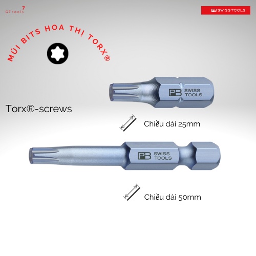 Mũi Vít/ Bits Hoa Thị Torx Chiều Dài 25mm PB Swiss Tools C6.400 & E6.400 Chiều Dài 50mm | Shopee ...