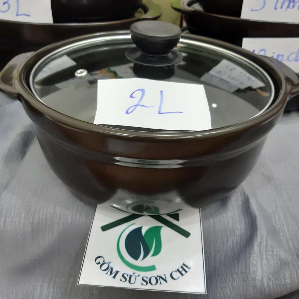 Nồi đất nắp kính dùng kho cá, thịt, nấu mì cay (Có 11 size: 0.5L, 1L, 1.5L, 2L, 2.5L, 3L, 6in ...