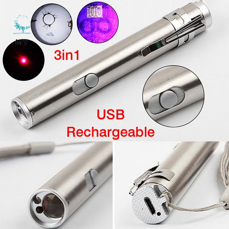 Đèn pin laser 3 trong 1 đa năng sạc cổng USB | Shopee Việt Nam