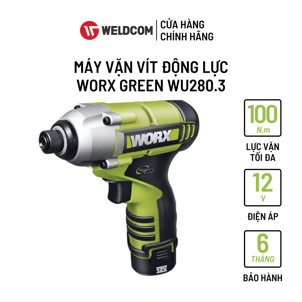 Máy Vặn Vít Động Lực Cầm Tay Đa Năng WORX GREEN WU280.3 Dùng Pin Li-ion ...