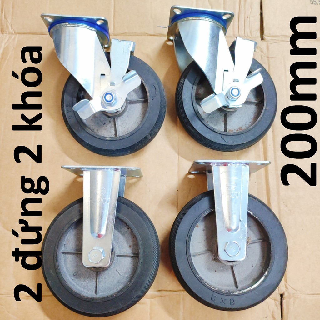 Bộ 4 Bánh xe đẩy chịu lực cao, đường kính 150mm, bánh gang, viền cao su ...