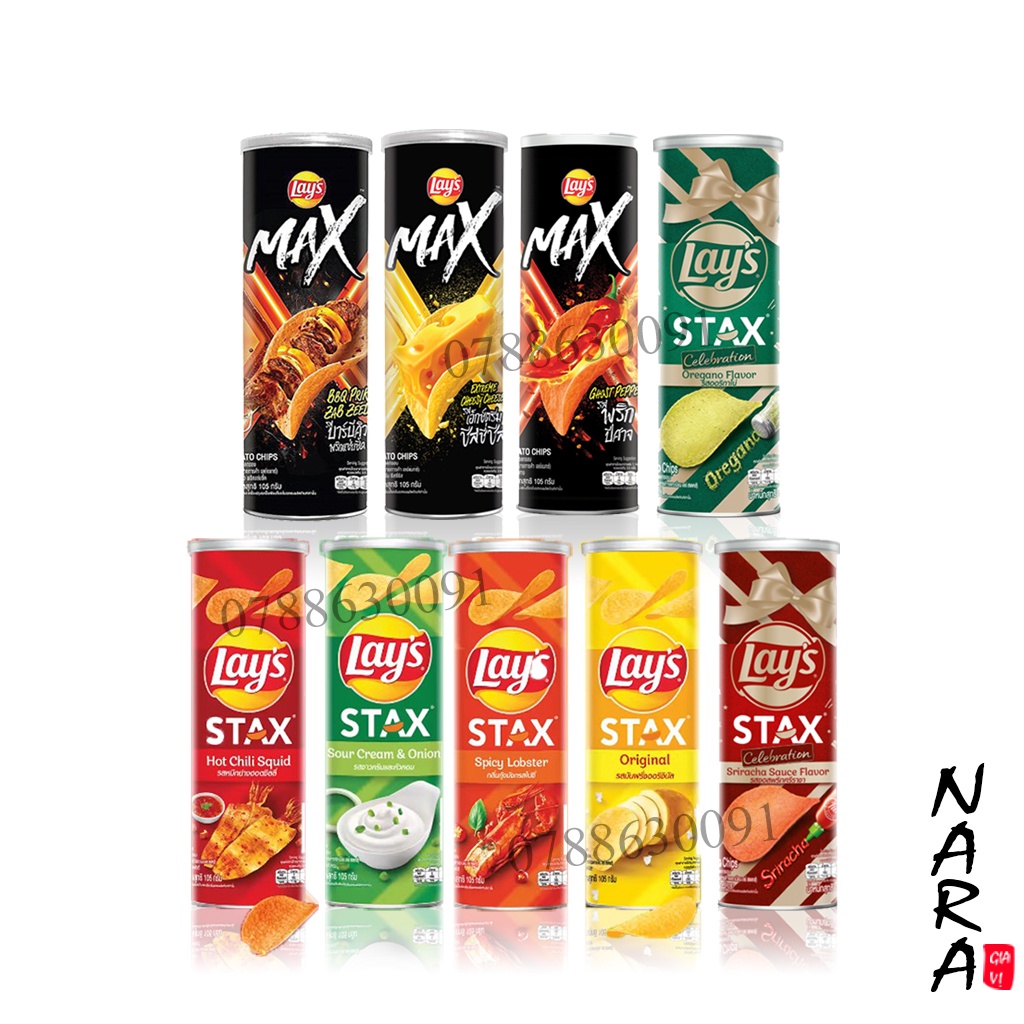 Snack Khoai Tây Lay's STAX lon 105g đủ vị | Shopee Việt Nam