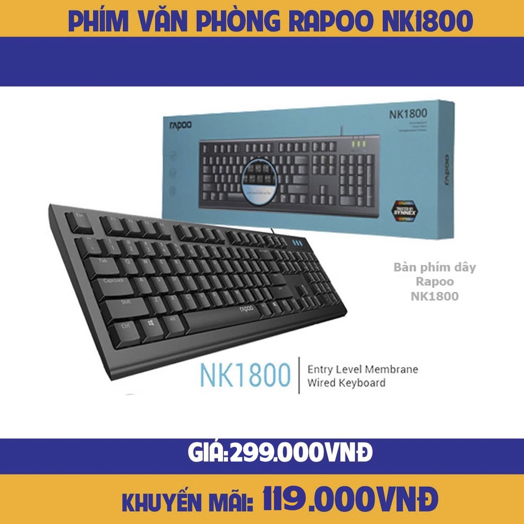 Bàn phím có dây Rapoo NK1800 USB - Hàng Chính Hãng | Shopee Việt Nam