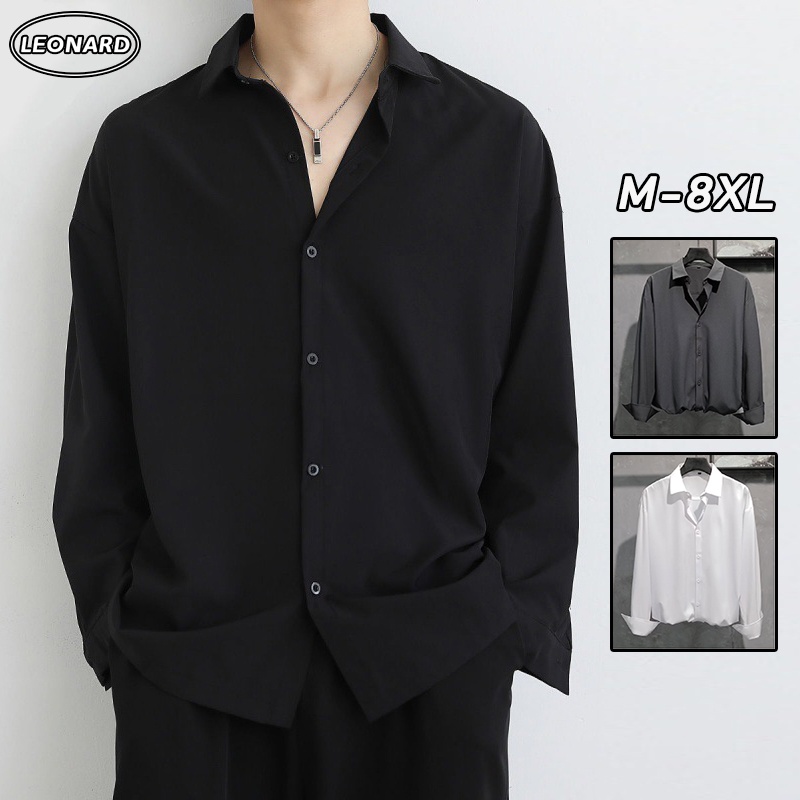 Áo Sơ Mi Màu Đen Trơn Tay Dài Có Size Lớn M-8XL Thời Trang Dành Cho Nam Giới | Shopee Việt Nam