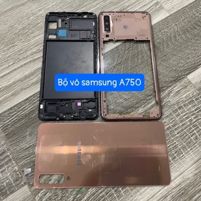 bộ vỏ samsung A750 / A7 2018 kèm khay sim,phím âm lượng,kính camera | Shopee Việt Nam