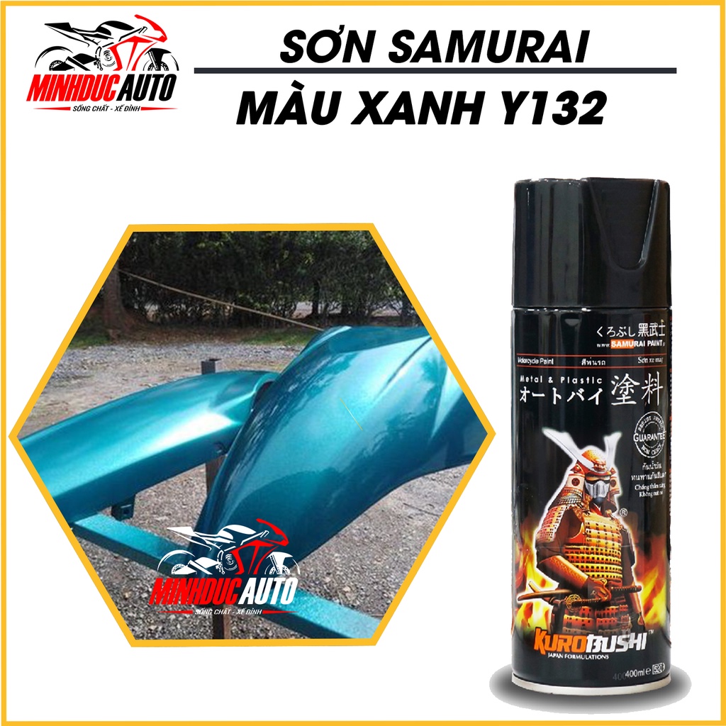 Sơn Samurai xanh Y132 chai sơn xịt cao cấp dành cho sơn xe máy | Shopee ...