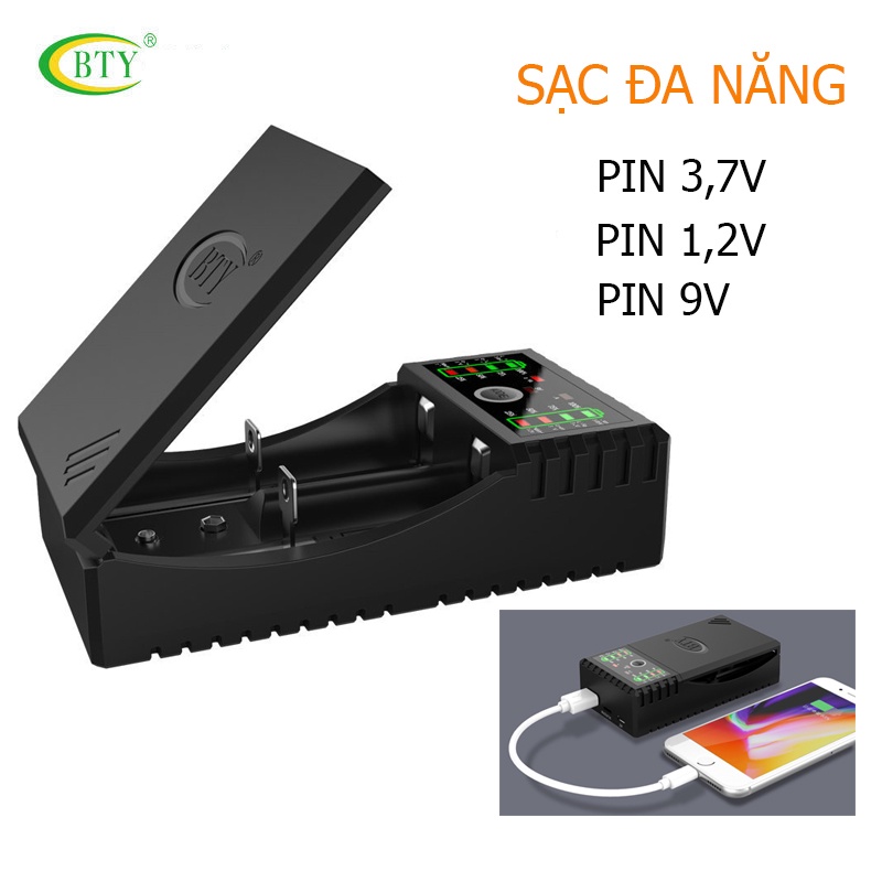 Bộ sạc pin AA 18650 đa năng BTY-V202+ - Có khả năng sạc nhiều loại pin ...