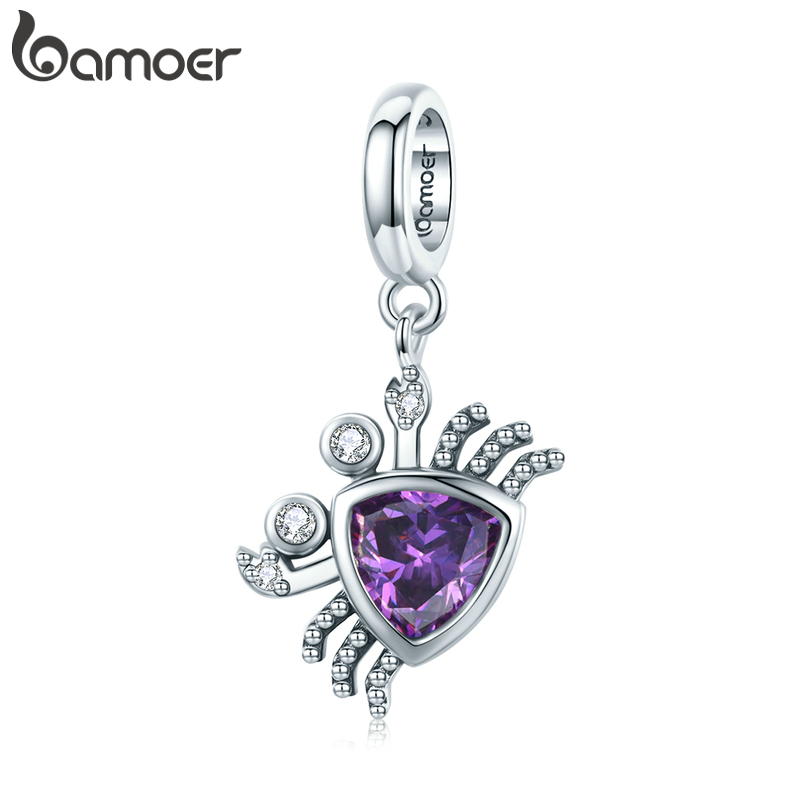 Mặt Dây Bamoer BSC458 Hình Chú Cua Đáng Yêu Đính Đá Zircon Màu Tím Bằng Bạc S925 100% Thời Trang ...