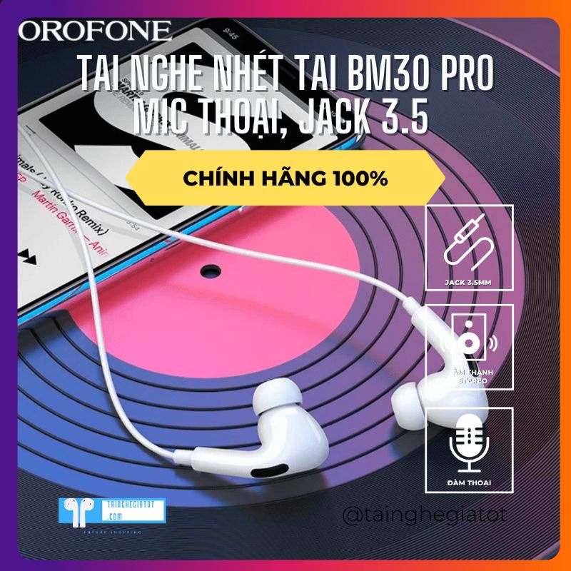 Tai nghe nhét tai BOROFONE BM30 PRO nghe hay có mic đàm thoại, dây dài 1.2m, Jack cắm 3.5mm - CH ...